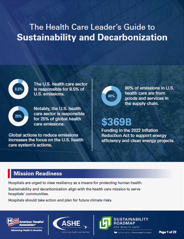 The Health Care Leader’s Guide to Sustainability and Decarbonization | AHA